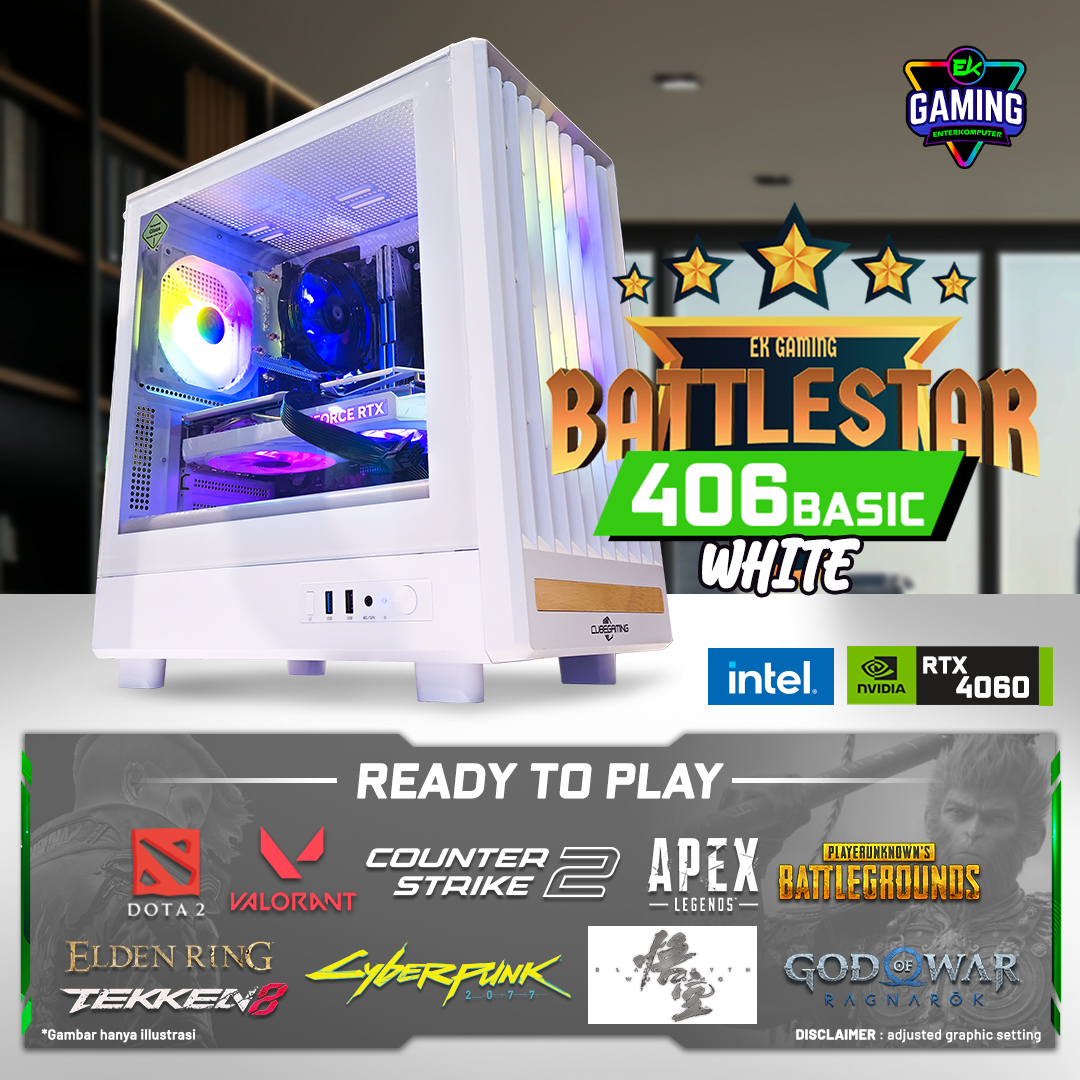 Ek Gaming BattleStar Basic 406 White - Enterkomputer Jual Beli Online Komputer, Rakit PC ...